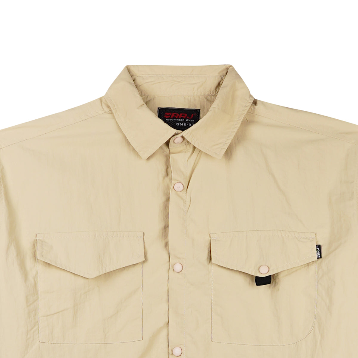 RRJ Men's Basic Woven Shirt Boxy Fitting Taslan Fabric 160603 (Beige ...