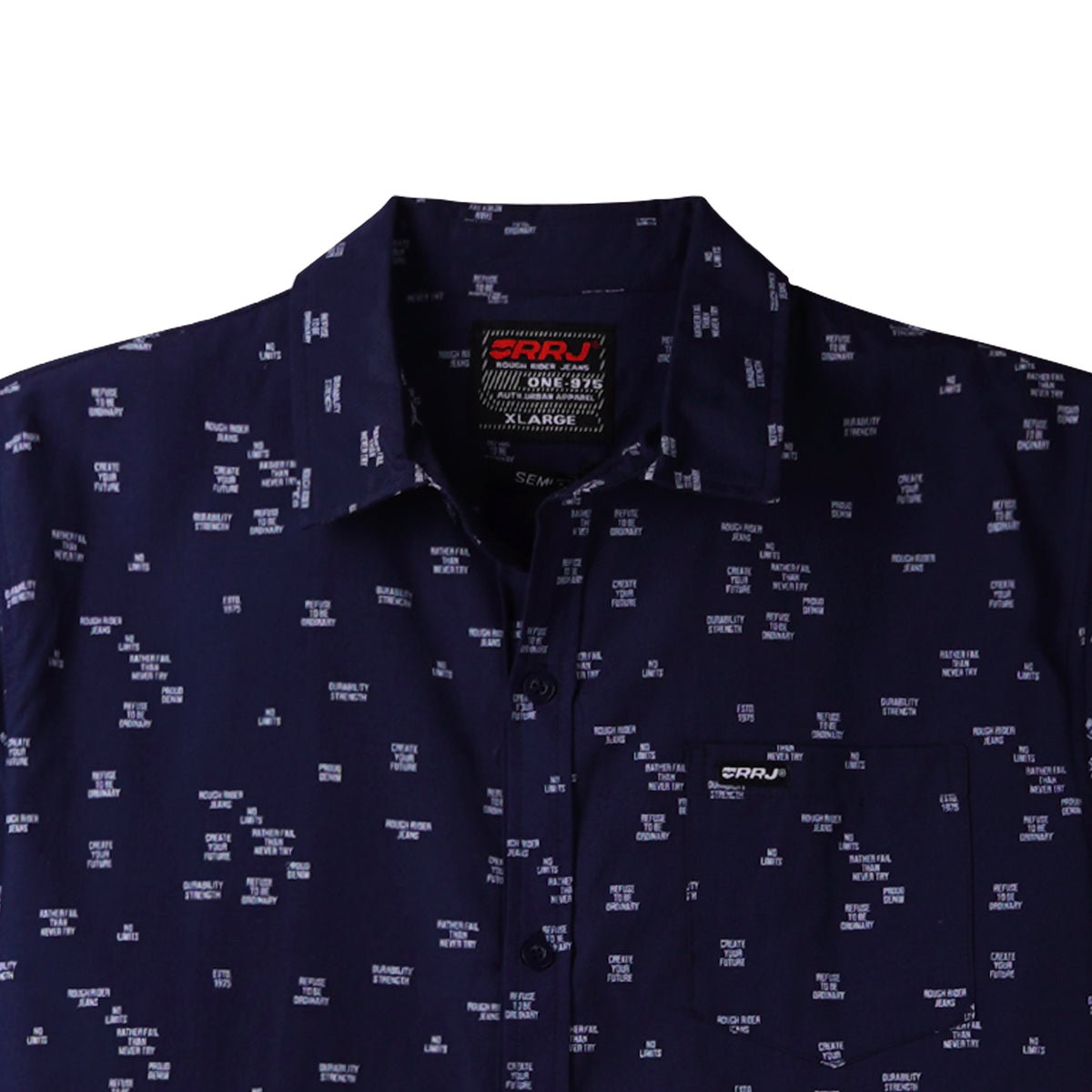 RRJ Men's Basic Woven Shirt Semibody Fitting 158415 (Navy) – Rough ...