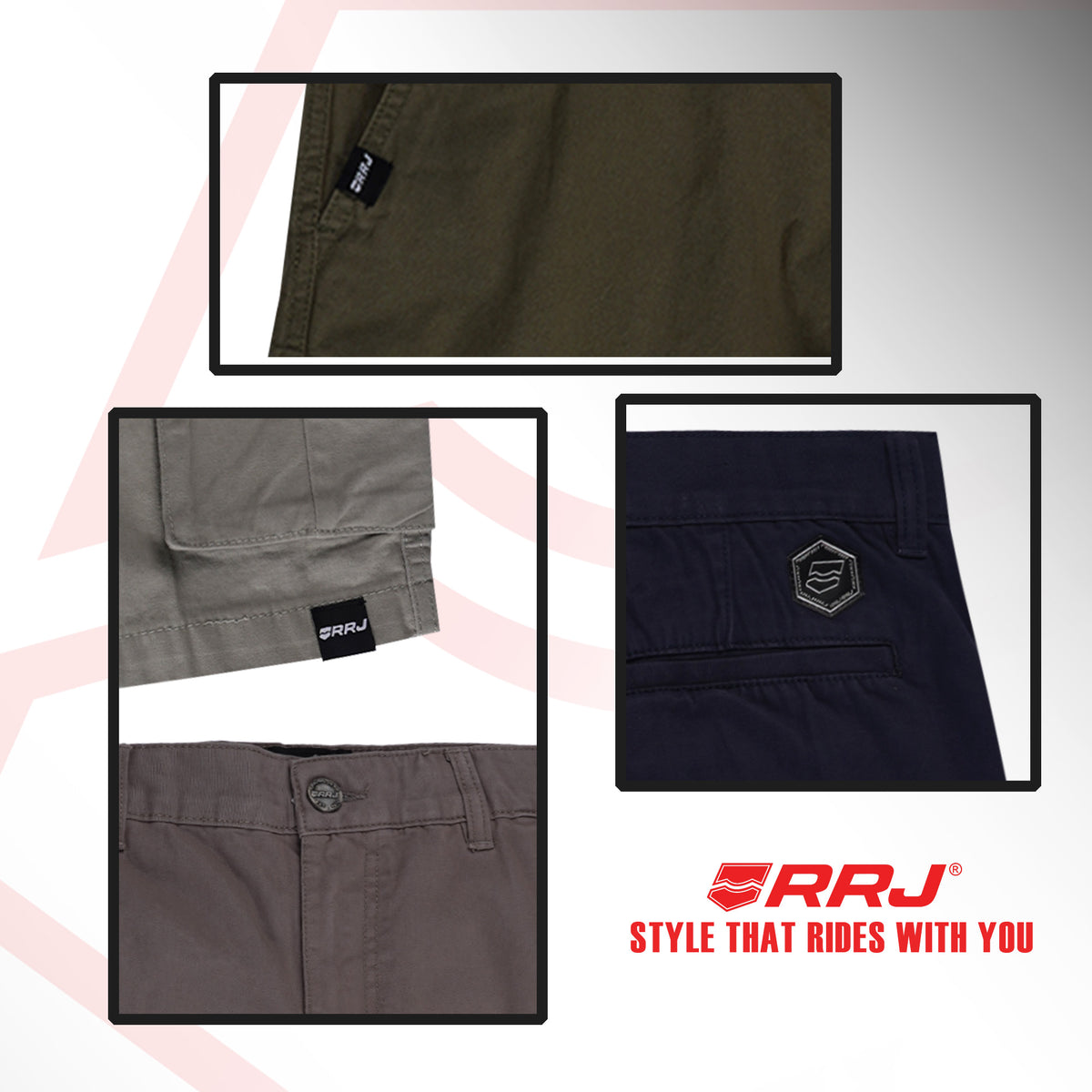 RRJ Men's Basic Non-Denim Cargo Short Mid-Rise Fitting 185444-U (Gray ...